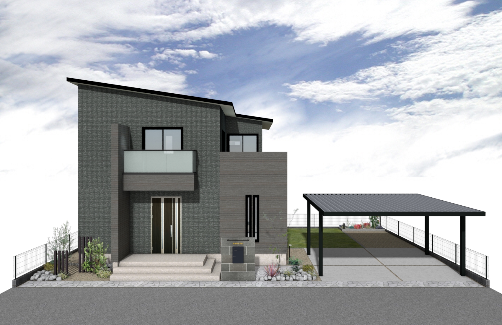 機能性とデザイン性に優れた三協アルミG1-Rを取り入れたクールなお庭 - おすすめプラン - まろうど